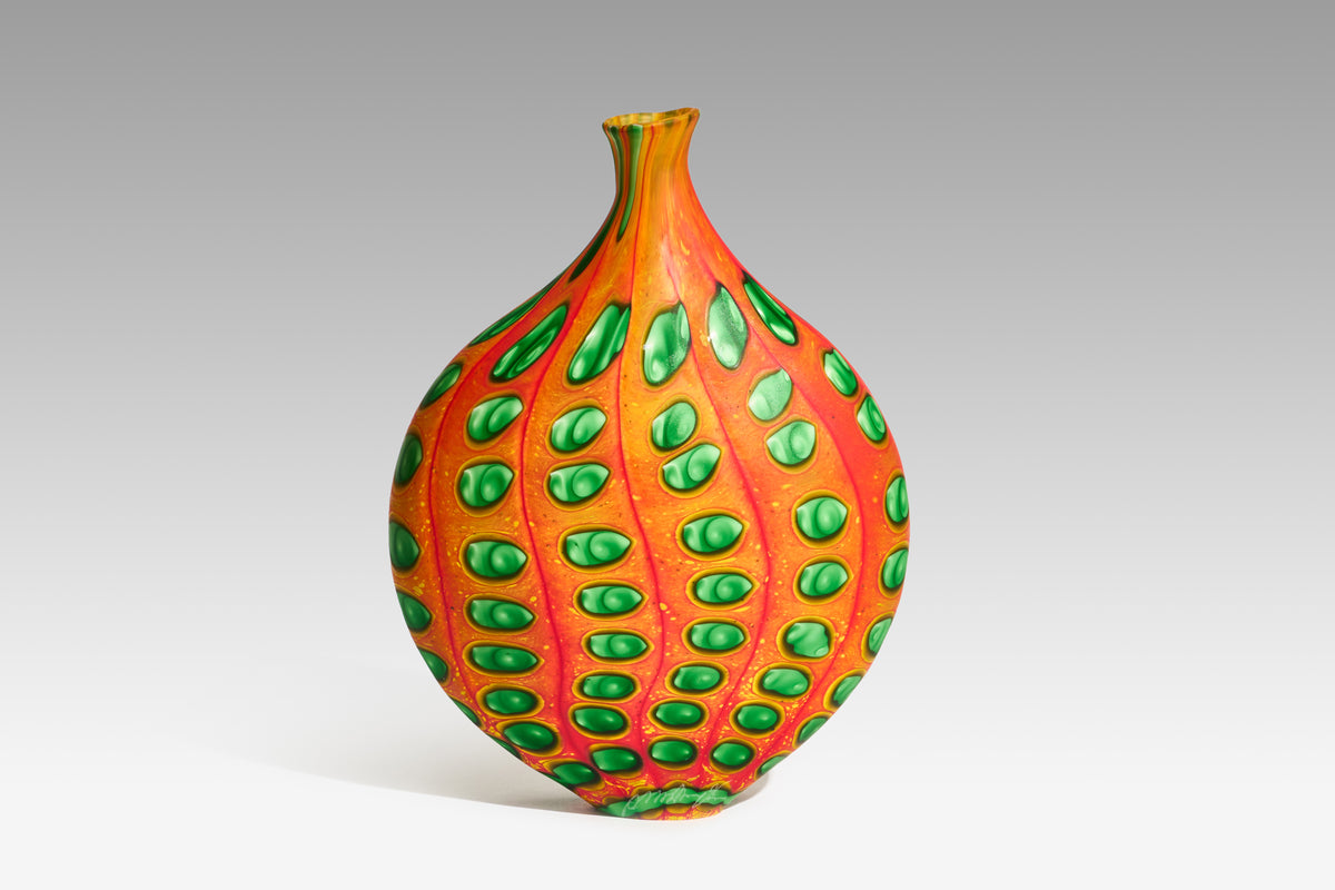Green Dapple Large Bottleform – London Glassblowing
